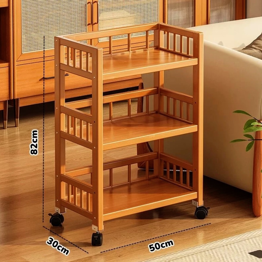 Rolling Storage Cart | Wooden Utility Shelf | Three Layer Rack | Home ...