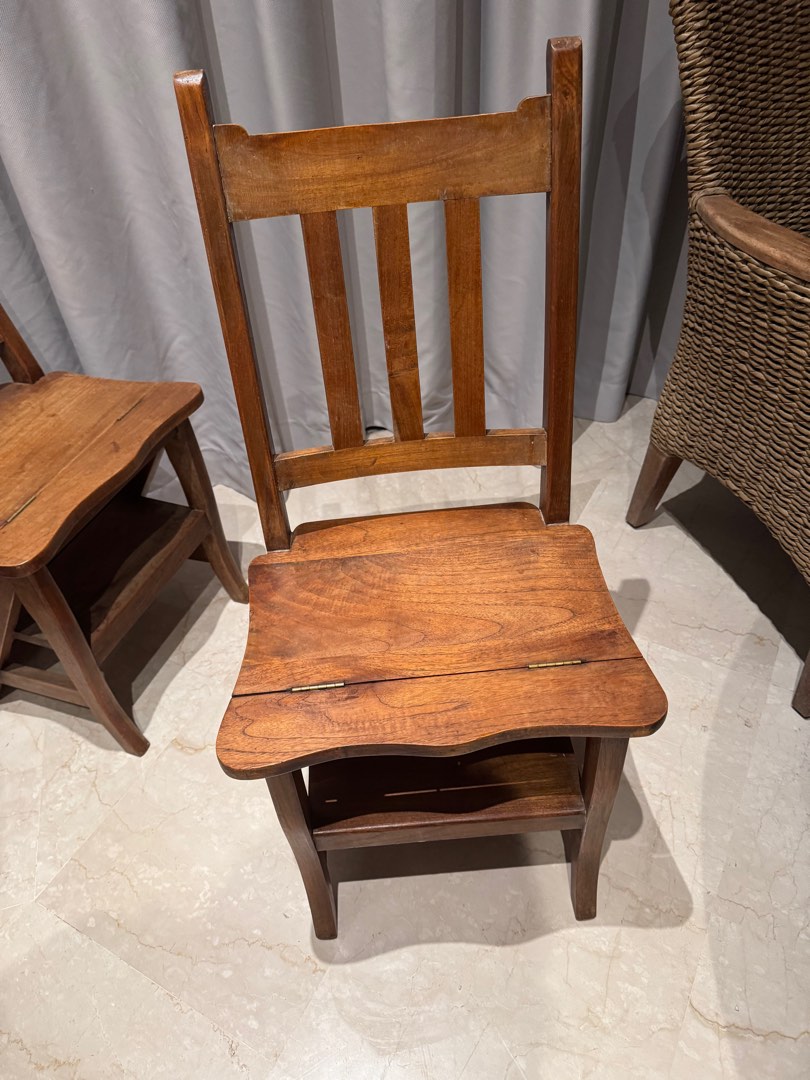 Solid Teak Wood Chair/Ladder, Furniture & Home Living, Furniture ...
