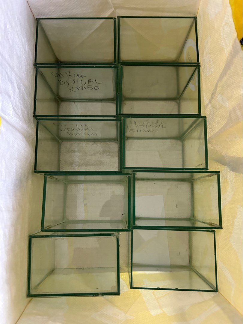 10 bekas balang kaca ikan laga saiz 20 cm x 20 cm, Pet Supplies, Homes ...