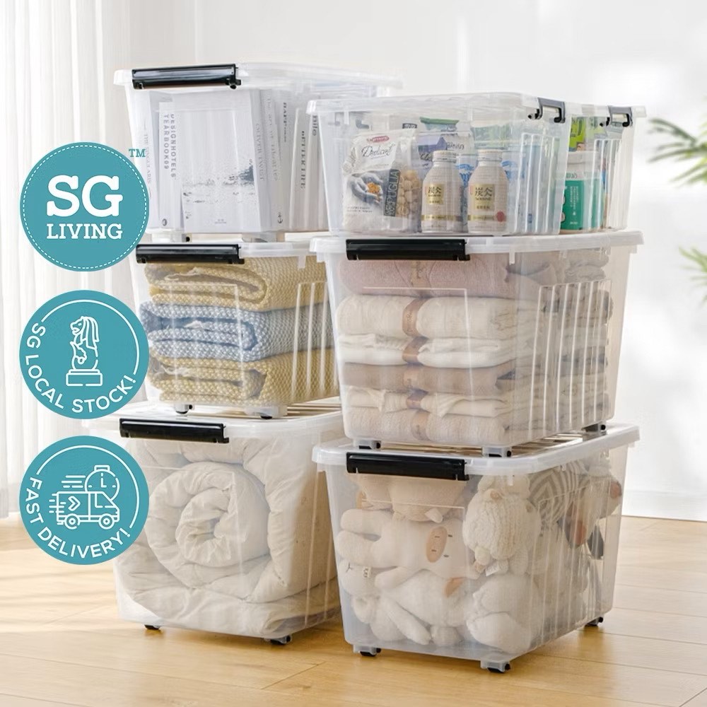 90L Stackable Storage Boxes | Heavy Duty | Transparent | Multiple Sizes ...