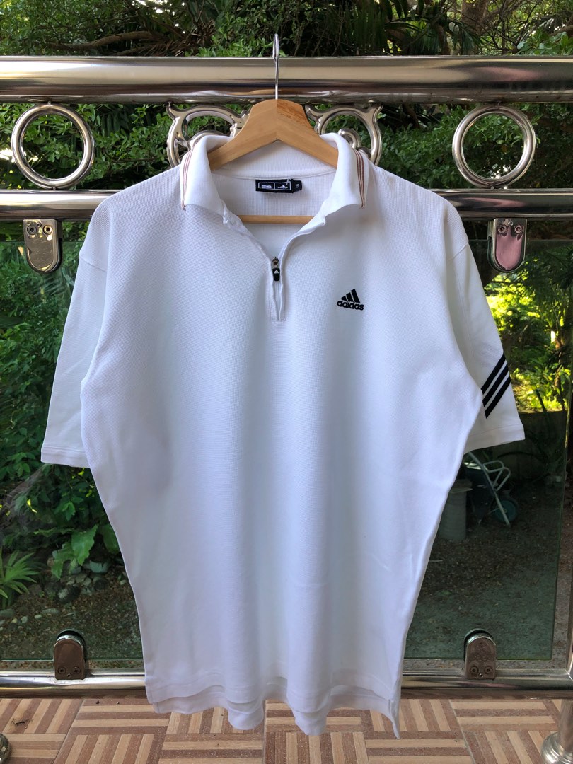 Adidas halfzipper polos shirt collar, Men's Fashion, Tops & Sets, Formal Shirts on Carousell