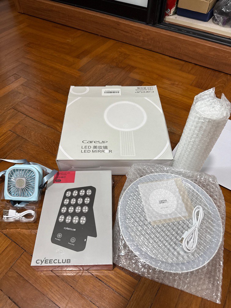 BNIB LED Mirror, Light Therapy Device, USB table fan, Furniture & Home ...