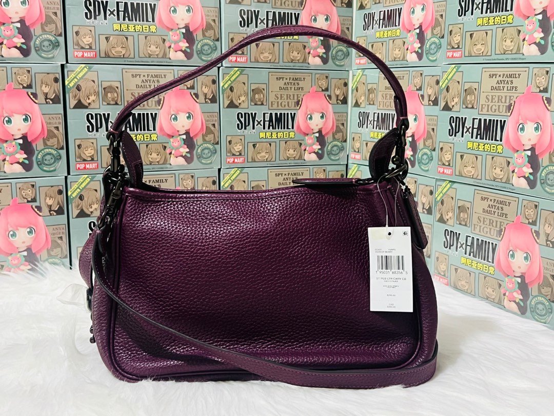 Coach Cary Deep Berry Soft Pebble Leather Convertible Crossbody, Women ...