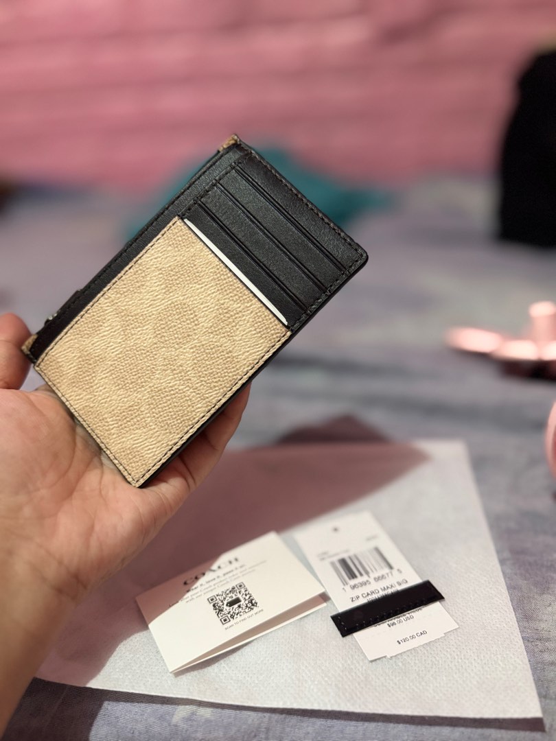COACH ZIP Card Wallet Sand/Tan color, Luxury, Bags & Wallets on Carousell