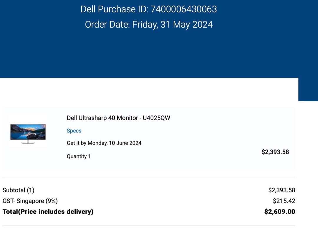 Dell Ultrasharp 40 Monitor - U4025QW, Computers & Tech, Parts ...