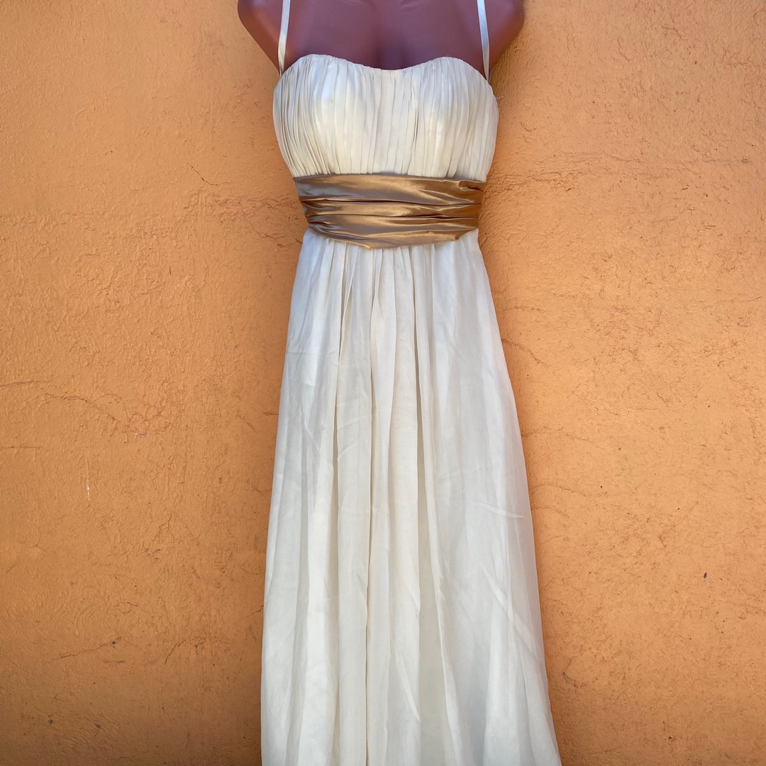 Greek Goddess Gold Hem Gown | Maid of Honor Dress | Cream Tube Long ...