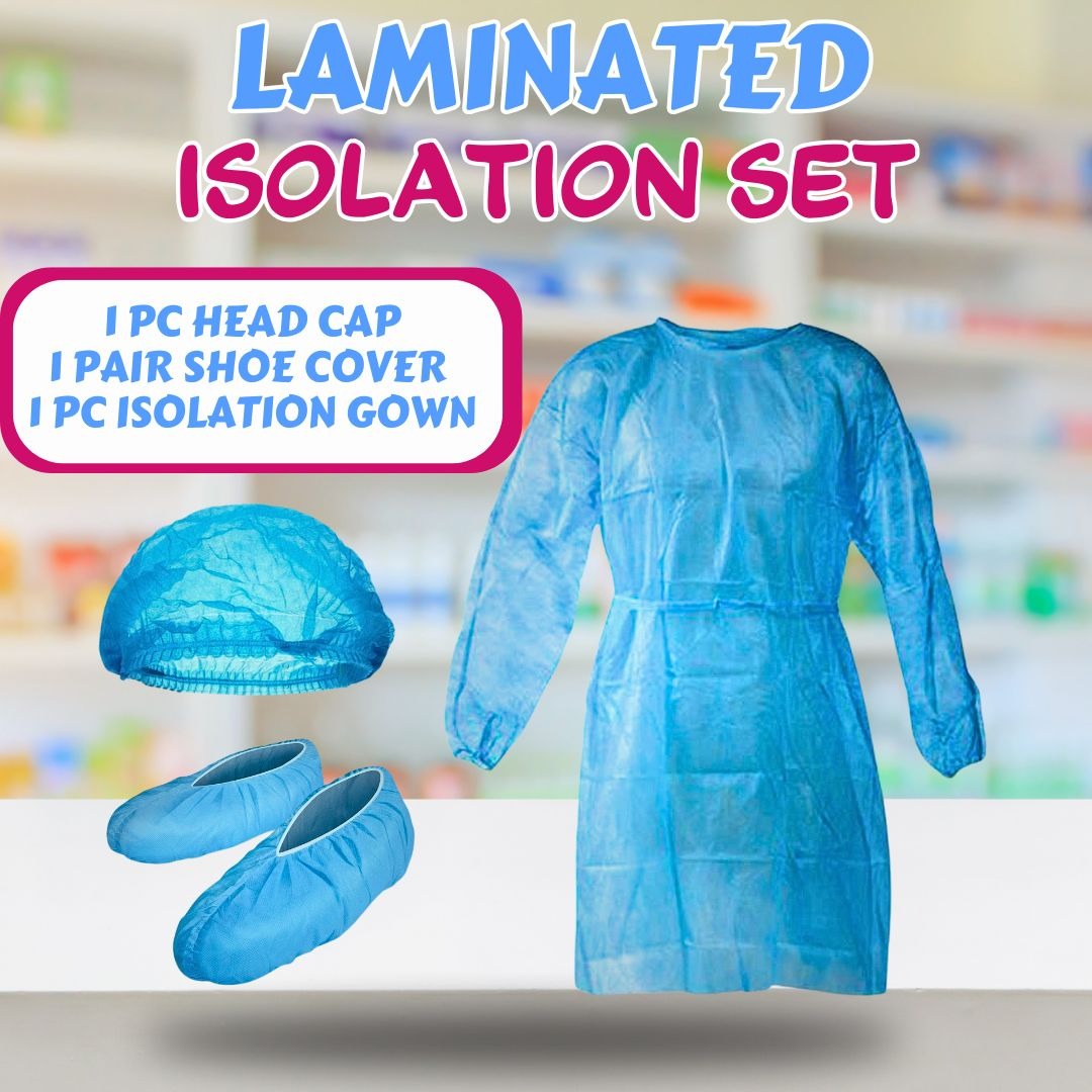 LAMINATED ISOLATION SET | ISOGOWN / HEAD CAP/ SHOE COVER, Health ...
