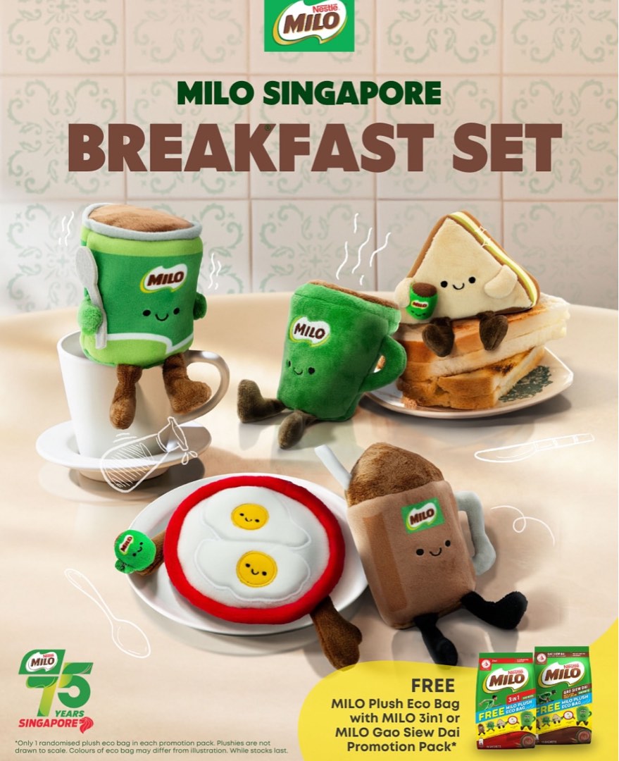 Milo Plush Breakfast kaya toast eggs milo peng milo tin milo cup ...