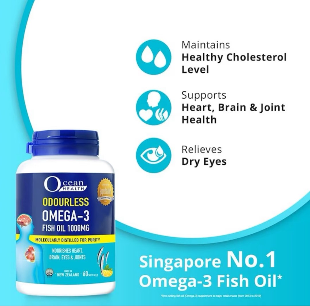 Ocean Health Omega-3 Fish Oul 1000mg (180 tablets), Health & Nutrition ...