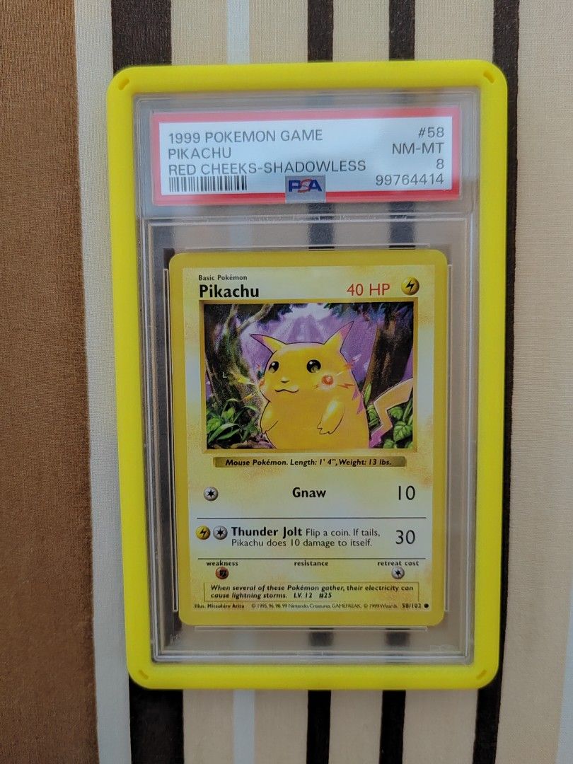 Pikachu Base Set Red Cheeks Shadowless PSA 8, Hobbies & Toys, Toys ...