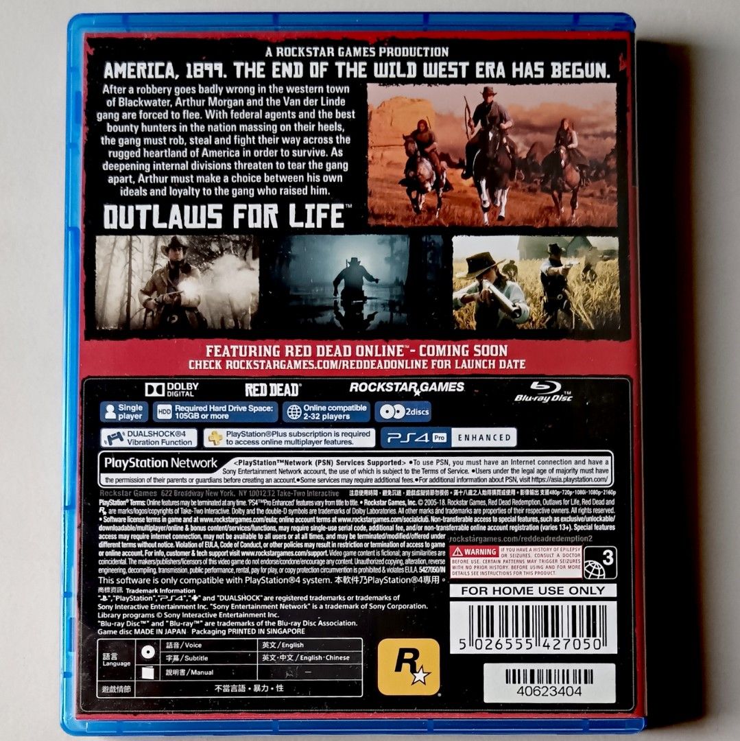 PLAYSTATION 4 DVD GAMES Red Dead Redemption II, Video Gaming, Video ...