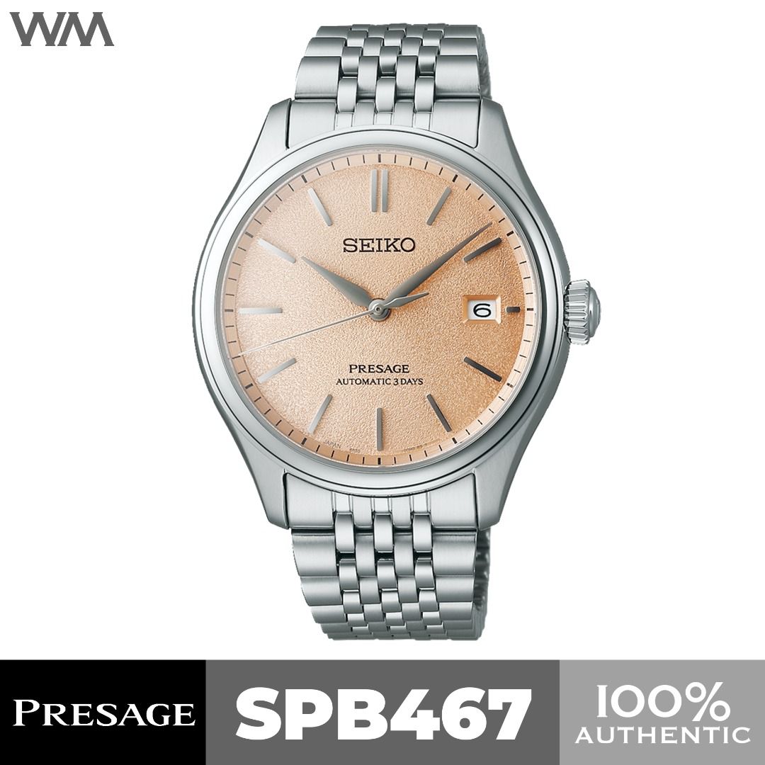 Seiko Presage Araigaki Salmon Textured Dial Stainless Steel Automatic ...