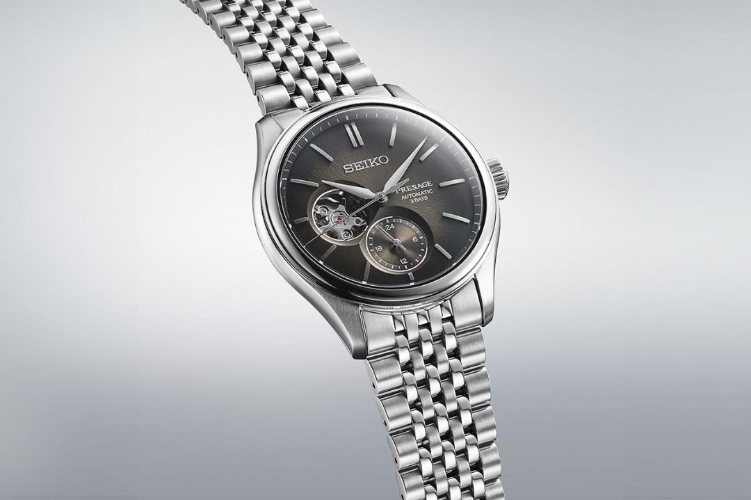 Seiko Presage Classic Sumi-iro Grey Black Textured Dial Open Heart ...
