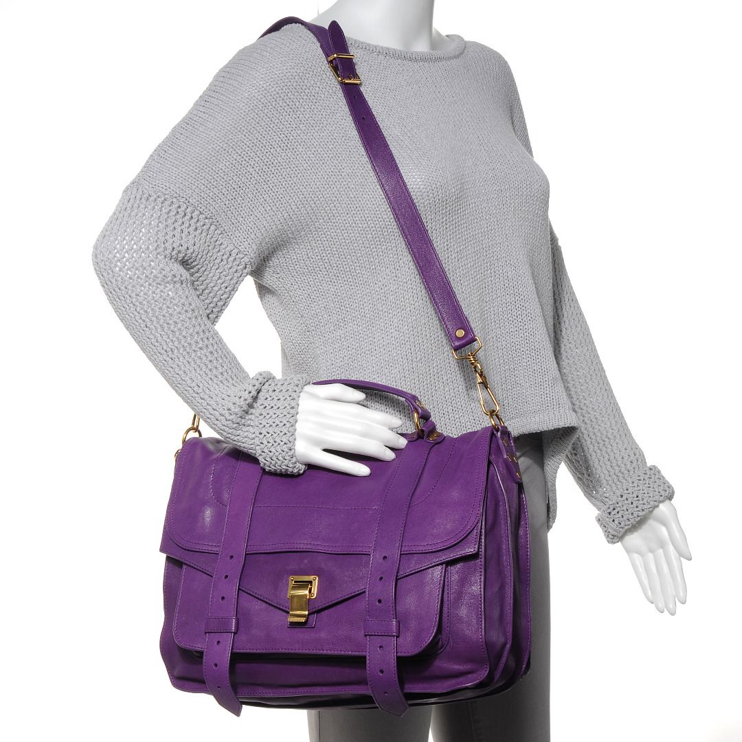 AUTHENTIC PROENZA SCHOULER LARGE PS1 VERUCA SALT PURPLE LEATHER SATCHEL ...