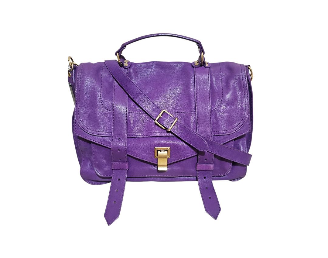 AUTHENTIC PROENZA SCHOULER LARGE PS1 VERUCA SALT PURPLE LEATHER SATCHEL ...