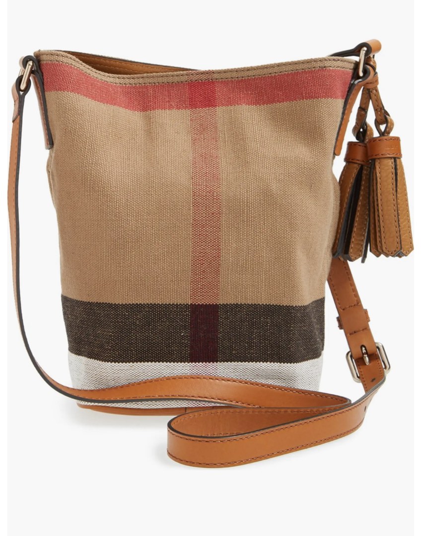 BURBERRY Canvas Check Mini Ashby Tassel Crossbody Bag, Luxury, Bags ...