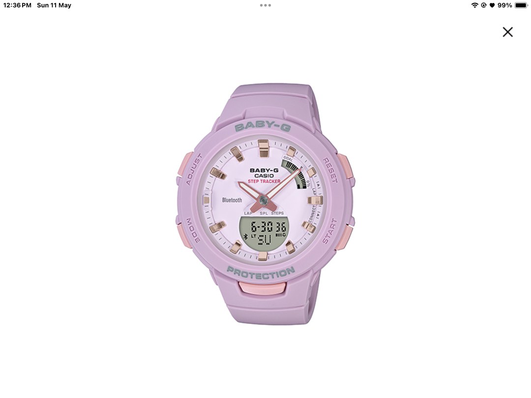 Casio Baby G Watch BSA B100-4A2 G-squad timer time clock Pink purple ...