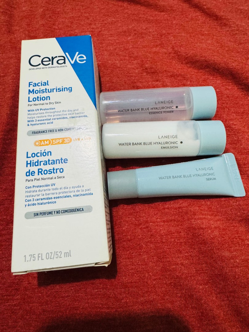 Cerave Facial Moisturising Lotion, Laneige Water Bank Blue Hyaluronic ...