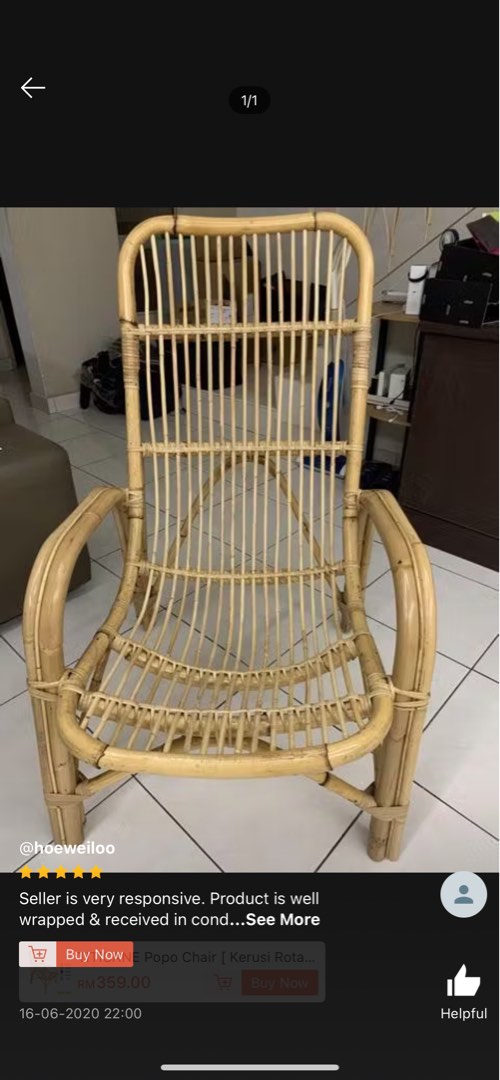 Popo Chair [ Kerusi Rotan ] [ Rattan Manau ], Furniture & Home Living ...