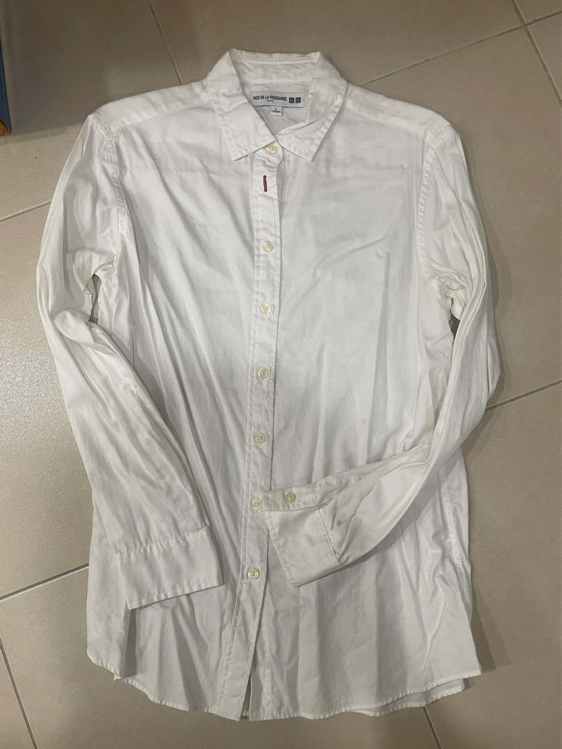 Uniqlo Ines de la Fressange white button down, Women's Fashion, Tops, Blouses on Carousell