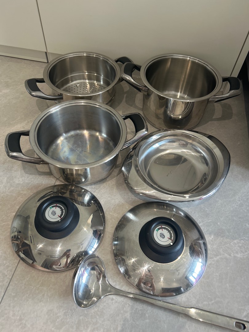 AMC Stainless steel assorted pots, Furniture & Home Living, Kitchenware ...