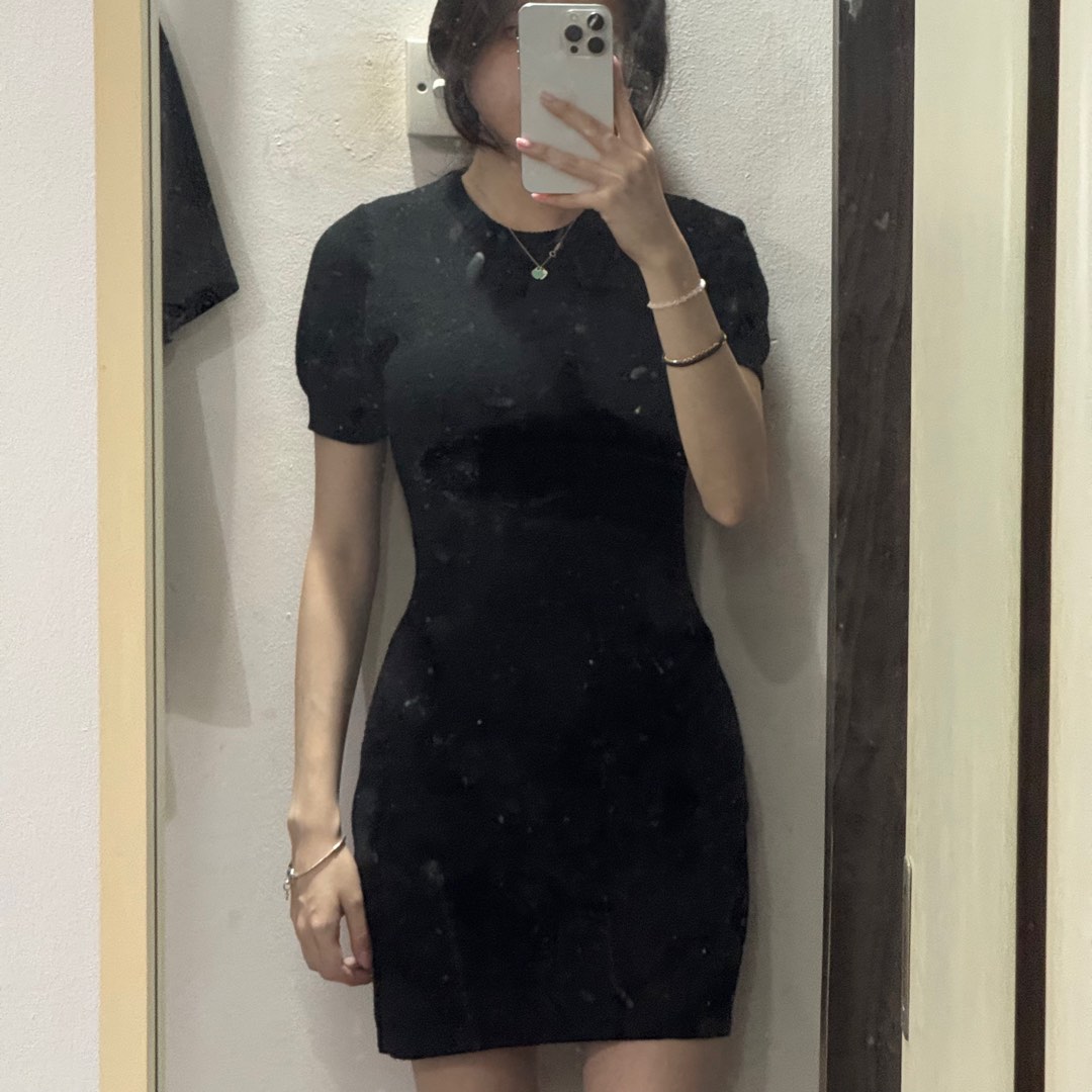 black bodycon body hugging fitted mini dress, Women's Fashion, Dresses ...