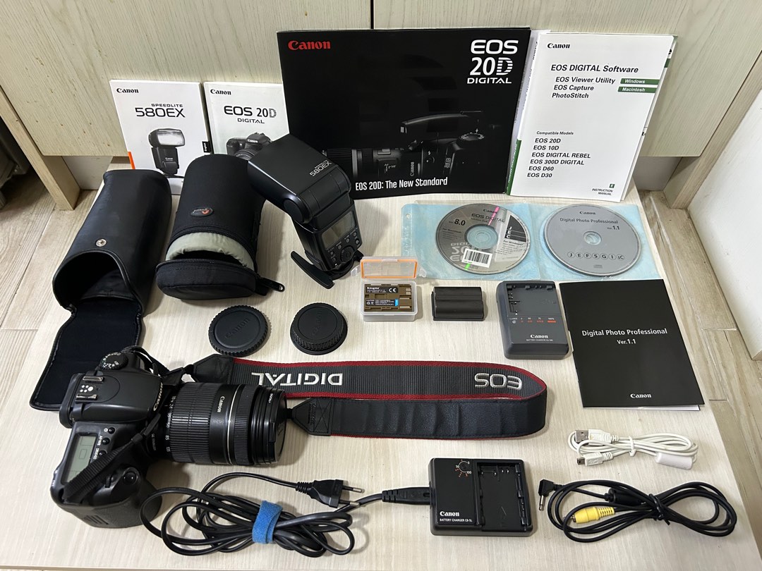 Complete DSLR kit (camera, lens & flash), Photography, Cameras on Carousell