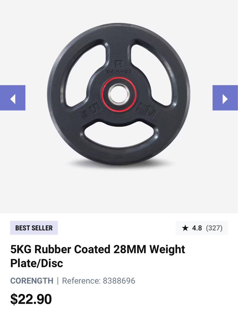 [SET] CORENGTH 5KG Rubber Coated 28MM Weight Plate/Disc, Sports ...