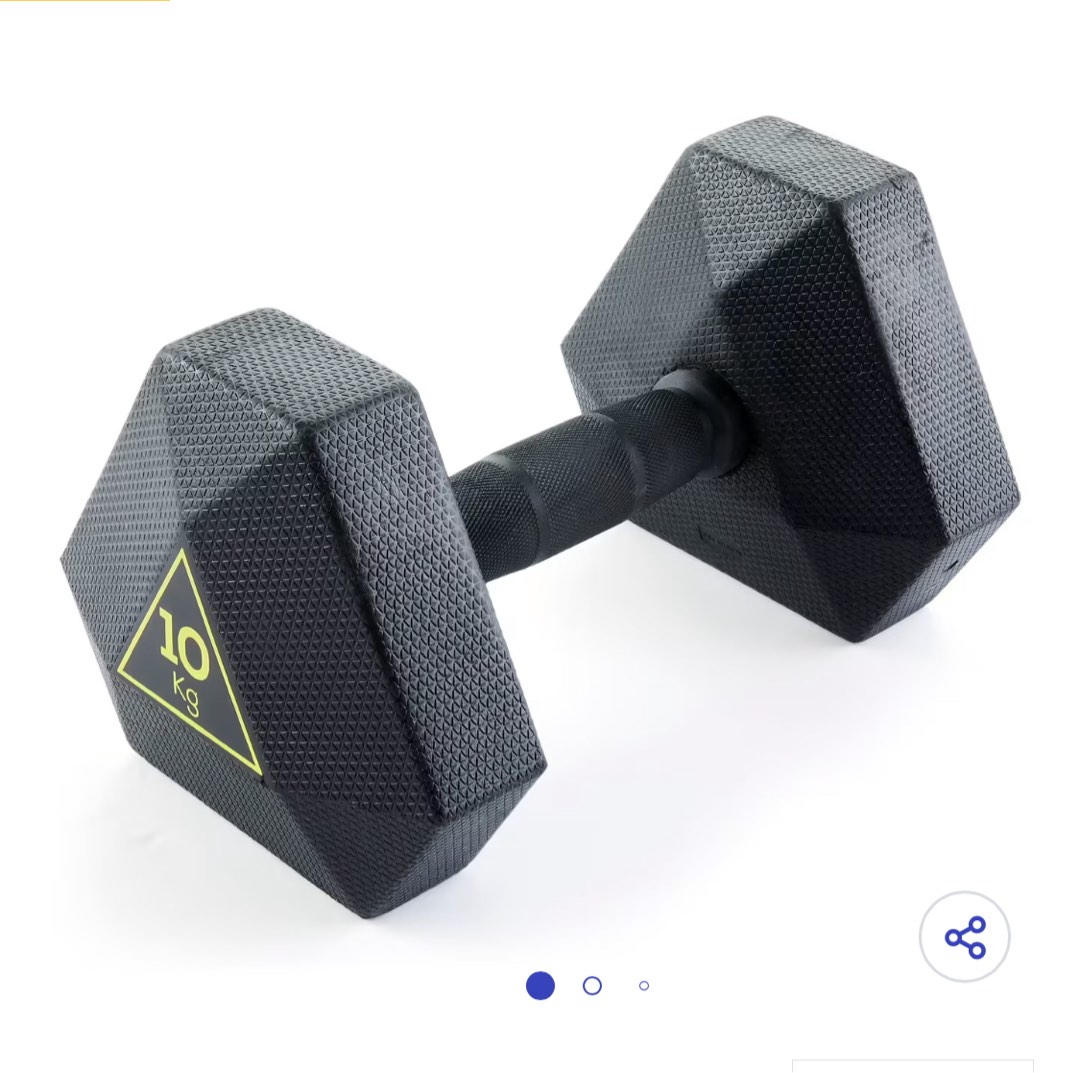 [SET] CORENGTH GYM HEX 10KG DUMBBELL BLACK, Sports Equipment, Exercise ...