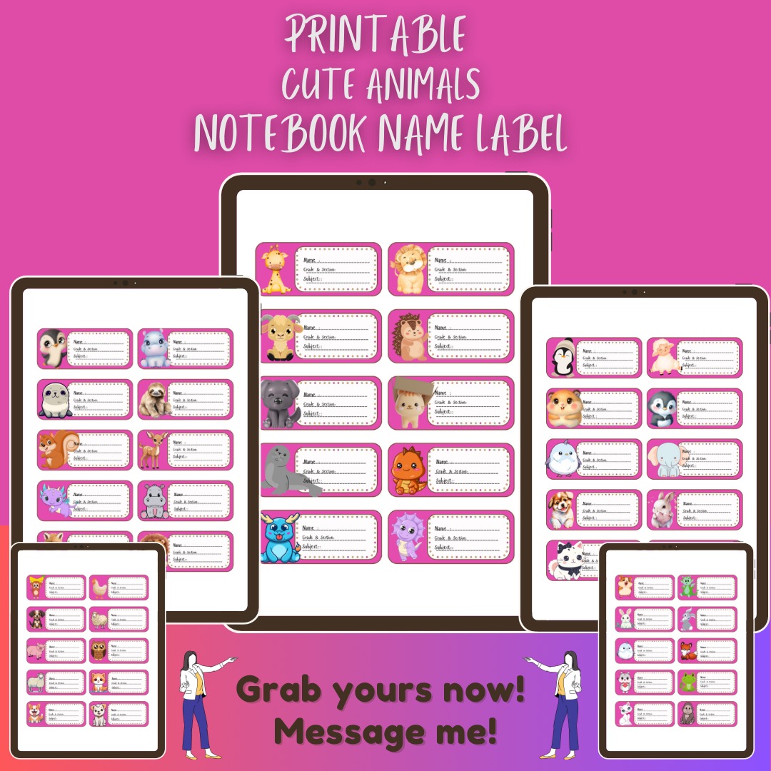 Digital | Printable Name Label for Notebooks, Books, and Other Personal ...