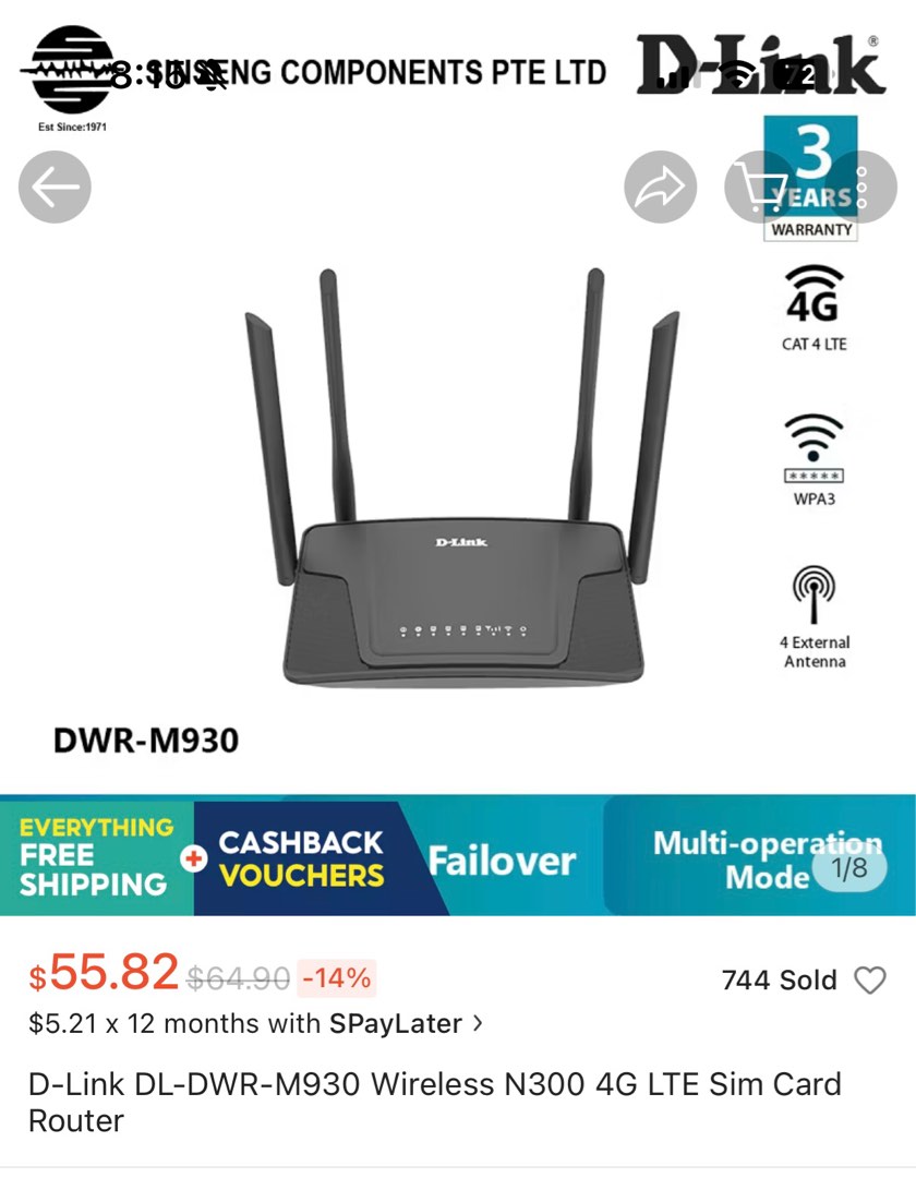 D-Link DL-DWR-M930 Wireless N300 4G LTE Sim Card Router, Computers ...