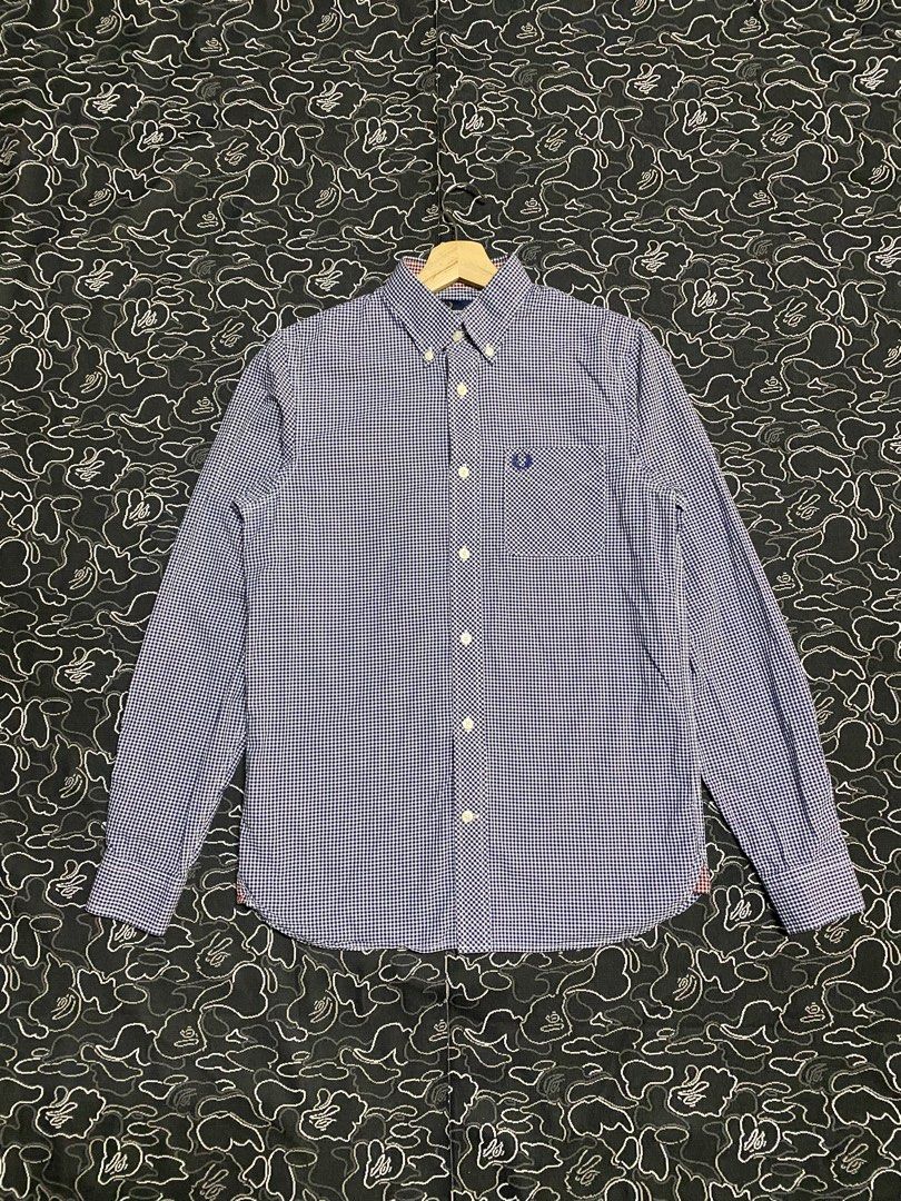 FRED PERRY L/S CHECKERED szS, Men's Fashion, Tops & Sets, Formal Shirts ...