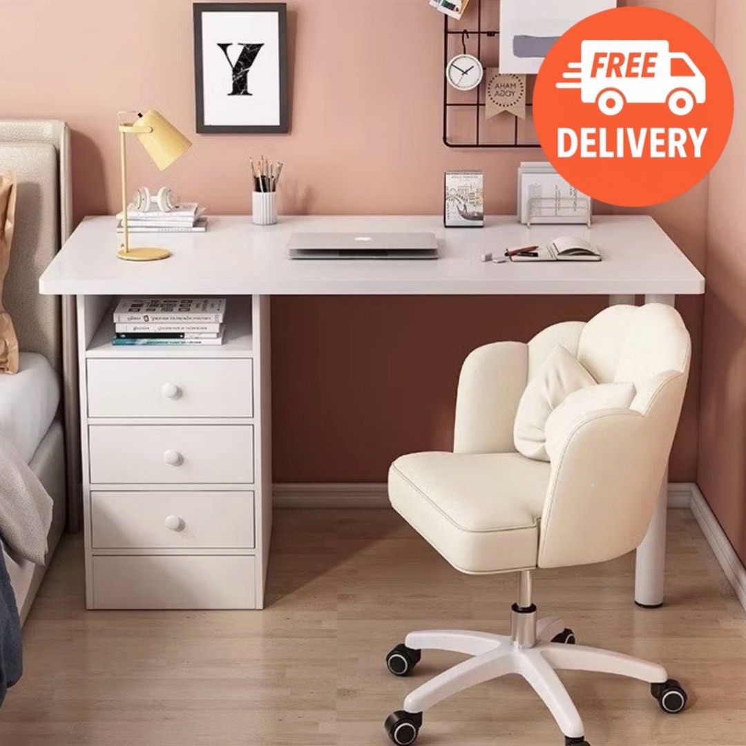 [FREE DELIVERY] Study Writing Desk With Drawers | Bedroom Computer Work ...