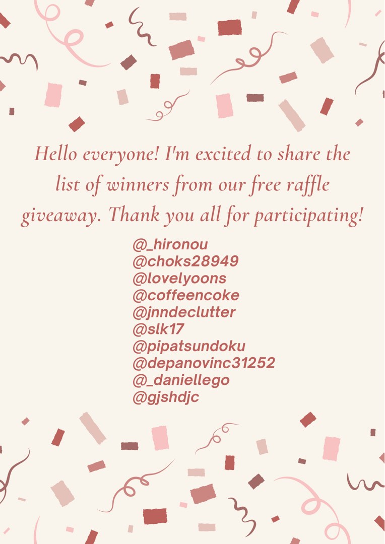 FREE RAFFLE GIVEAWAY WINNERS!, Announcements on Carousell