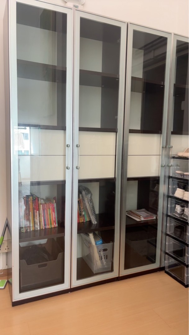 Glass Door Book Shelf Cabinet, Furniture & Home Living, Furniture ...