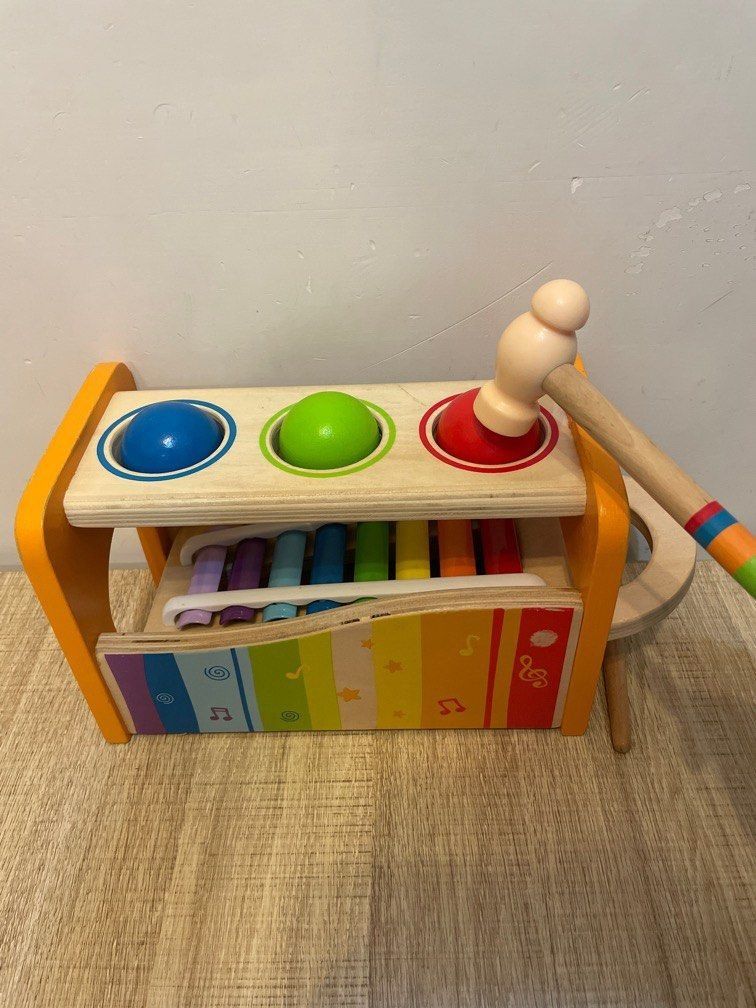 Hape's Pound and Tap Bench with Slide Out Xylophone 德國Hape 幼童小木琴錘仔波波 ...
