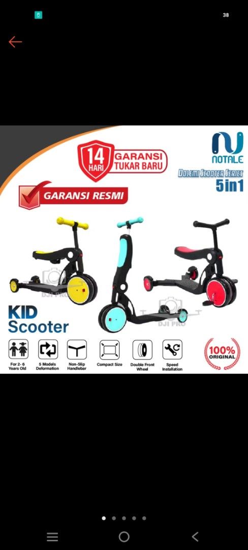 Notale Dolemi Series 5 in 1 Kids Scooter Bike Otoped Children's Bike ...