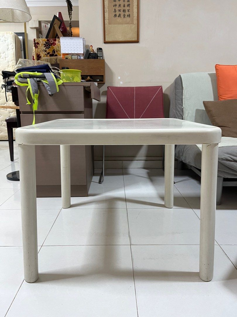 Low height white rounded edge table, Furniture & Home Living, Furniture ...
