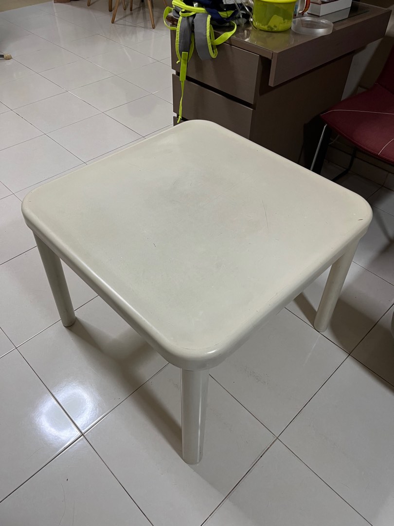 Low height white rounded edge table, Furniture & Home Living, Furniture ...