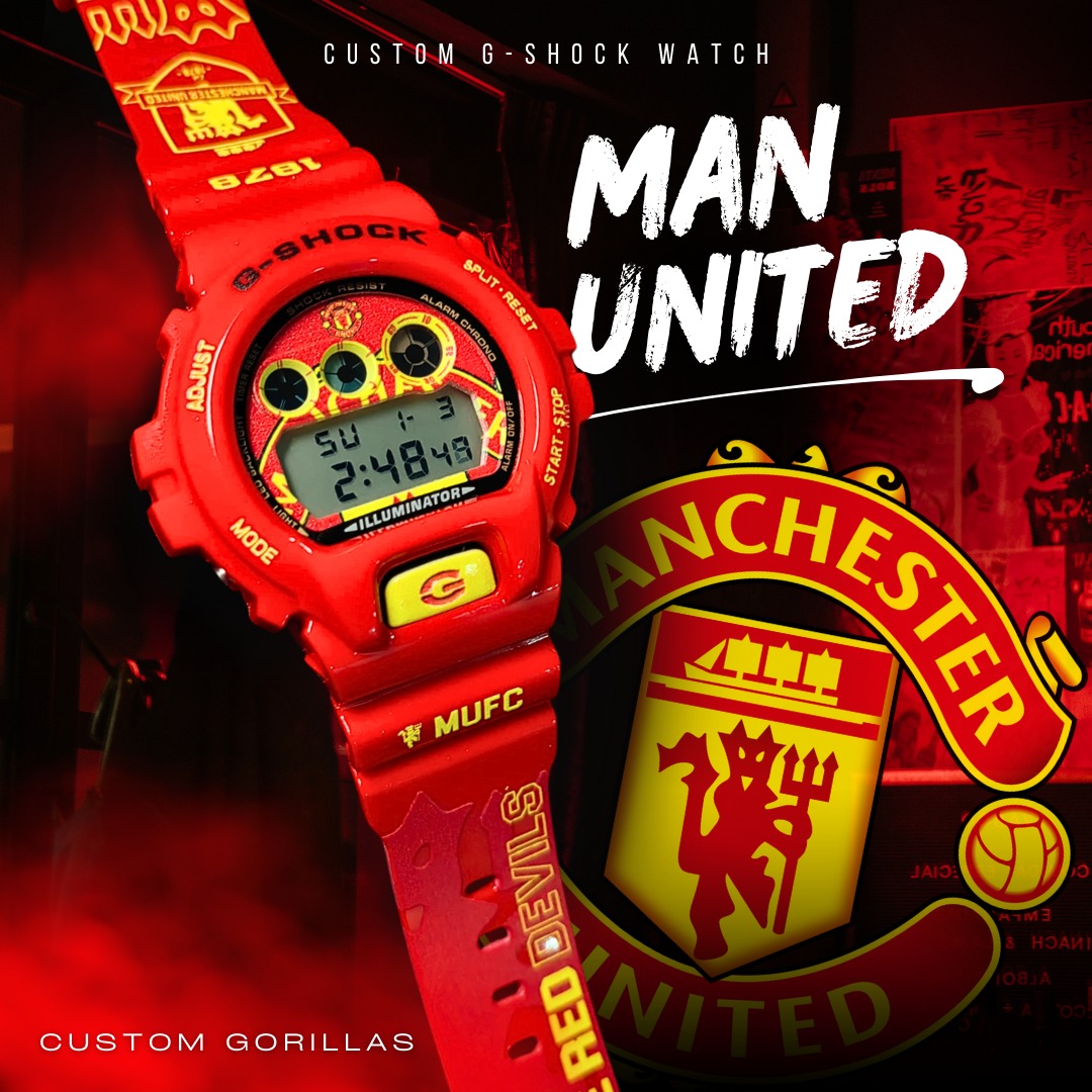 Man Utd FC Custom Design for DW-6900 G Shock Red Watch | Custom G Shock ...
