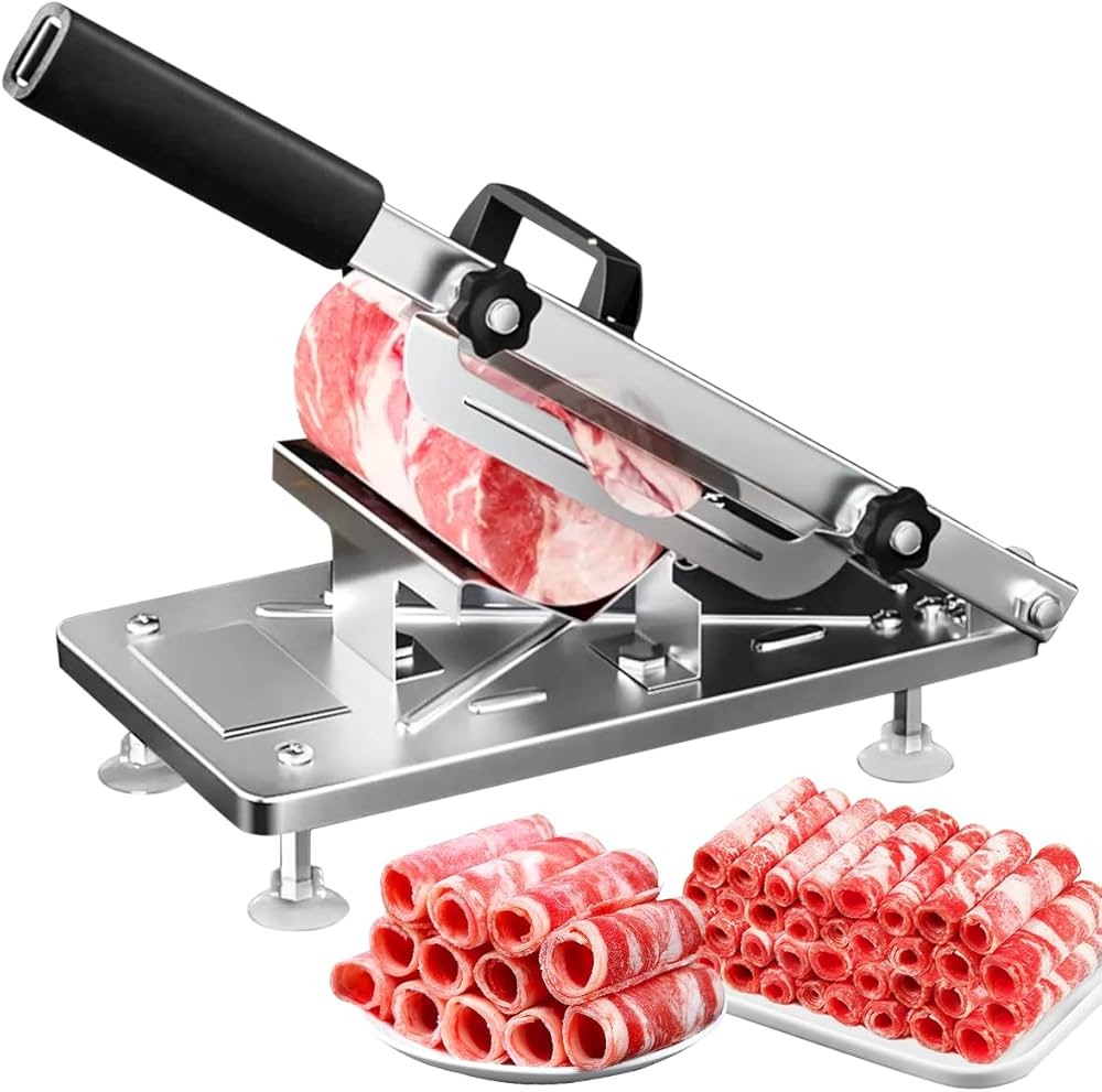 Manual Frozen Meat Slicer, Upgraded Stainless Steel Meat Cutter Beef ...