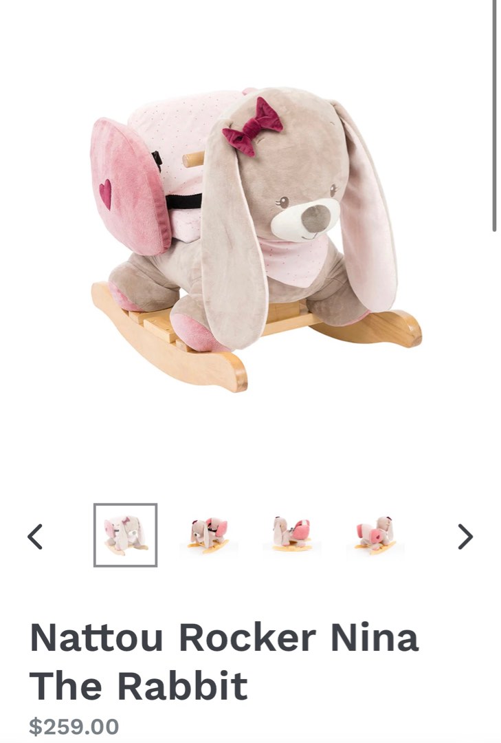 Nattou Rocker Nina The Rabbit Rocking chair, Babies & Kids, Infant ...