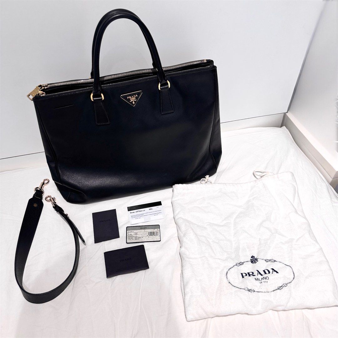 Prada Extra-Large Galleria Saffiano Lux Bag in Black GHW, Luxury, Bags ...