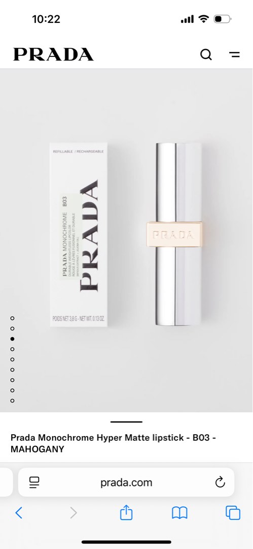 Prada Monochrome Lipstick in B03, Beauty & Personal Care, Face, Makeup ...