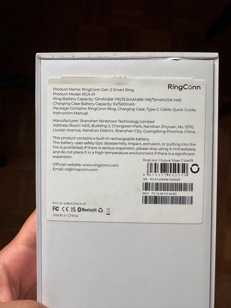 Ringconn Gen 2 Future Silver (Size 9), Health & Nutrition, Health ...