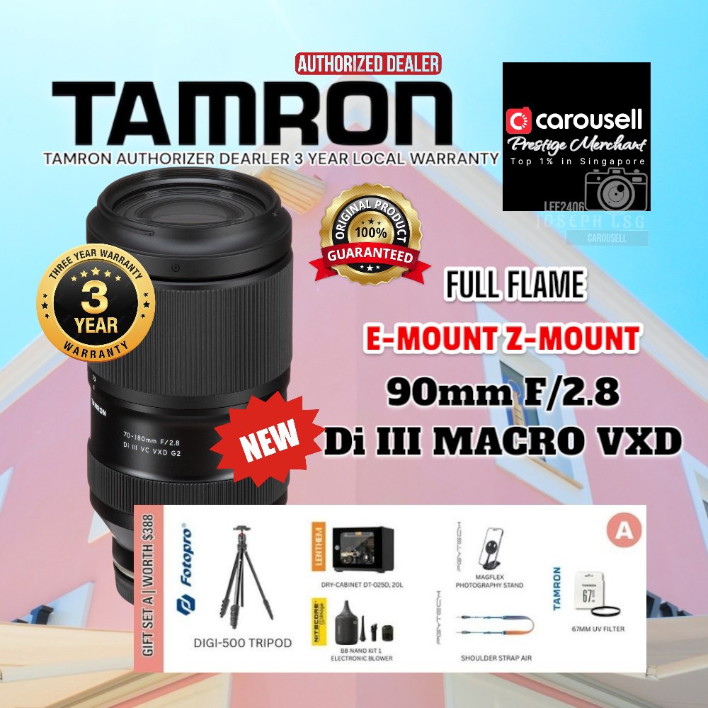 Tamron 90mm f/2.8 Di III VXD Macro Sony E=$1020 Nikon Z=$1020(YEAR 2025) (Free Bundle Gift ...
