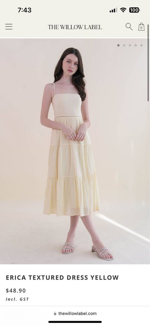The Willow Label Erica Textured Yellow Dress, Women's Fashion, Dresses ...