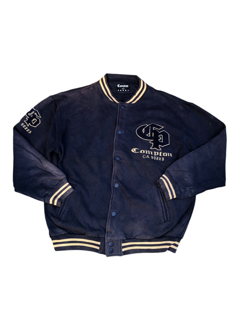 Vintage COMPTON USA Varsity Bomber Jacket Heavy Cotton Hip Hop Clothing ...