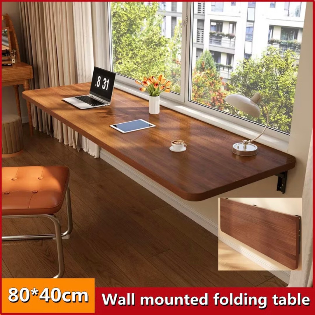 Wall Mounted Folding Table | Wooden Foldable Work Desk Table | Space ...