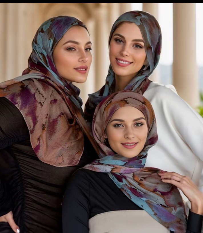 Watercolour hijab, Women's Fashion, Muslimah Fashion, Hijabs on Carousell